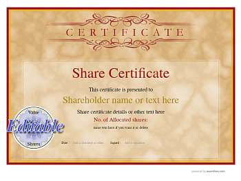 Free Share Certificate templates for easy editing
