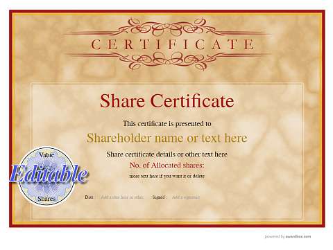 Free Share Certificate templates for easy editing