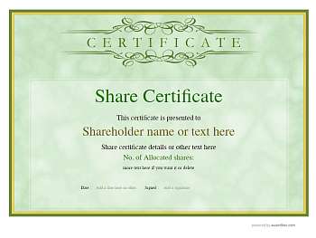 Free Share Certificate templates for easy editing