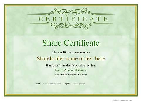 Free Share Certificate templates for easy editing