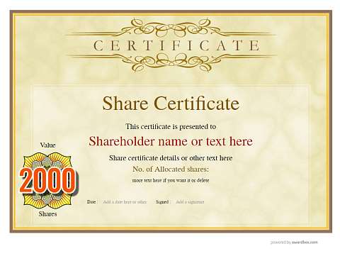 Free Share Certificate templates for easy editing