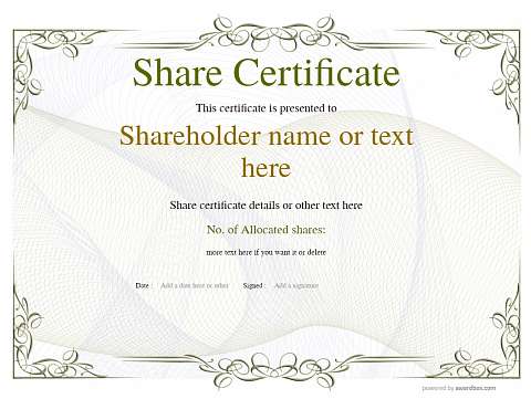 Free Share Certificate templates for easy editing
