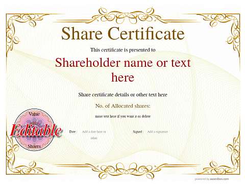 Free Share Certificate templates for easy editing