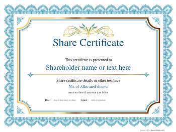 Free Share Certificate templates for easy editing