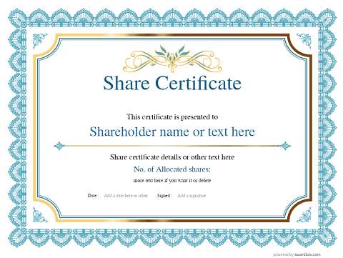 Free Share Certificate templates for easy editing