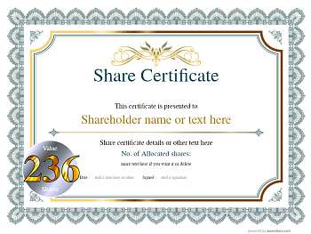 Free Share Certificate templates for easy editing
