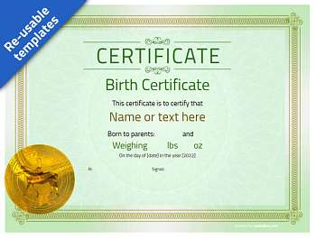 Free Birth Certificate templates for easy editing
